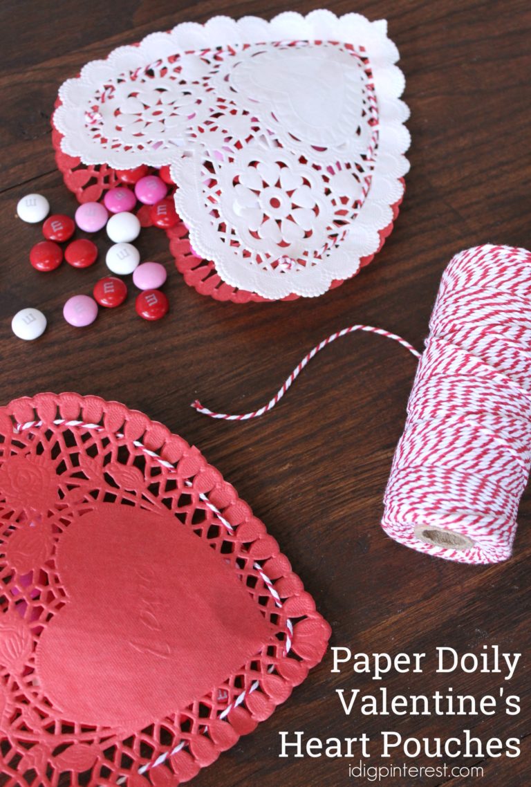 Paper Doily Valentine’s Heart Pouches - I Dig Pinterest